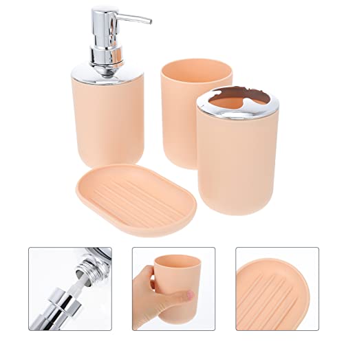 FRCOLOR 3 Sets Bathroom Set Bathroom Accessories Set Toothbrush Holder Plastic Soap Dispenser Black Trim Hand Wash Dispenser Apothecary Storage Jar Toothbrush Cup Personal Washing Cup Cans