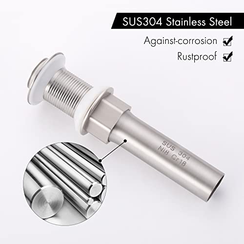 KES Bathroom Sink Drain Without Overflow, Pop Up Drain with Detachable Hair Catcher for Vanity Vessel Sink, Small Cap Brushed Nickel, S2014D-BN