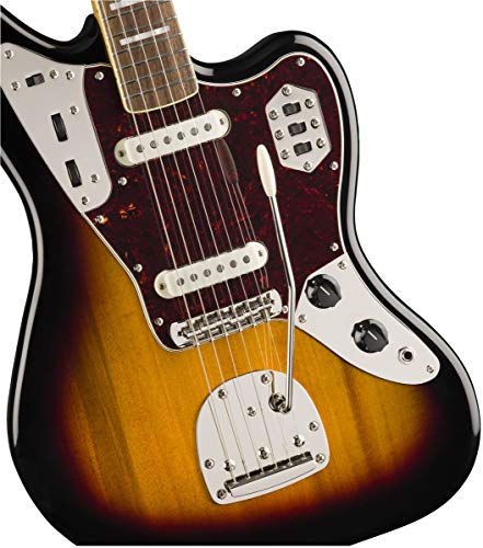 Fender Squier Classic Vibe '70s Jaguar - 3-Color Sunburst Bundle with Gig Bag, Instrument Cable, Tuner, Strap, Strings, Picks, and Austin Bazaar Instructional DVD
