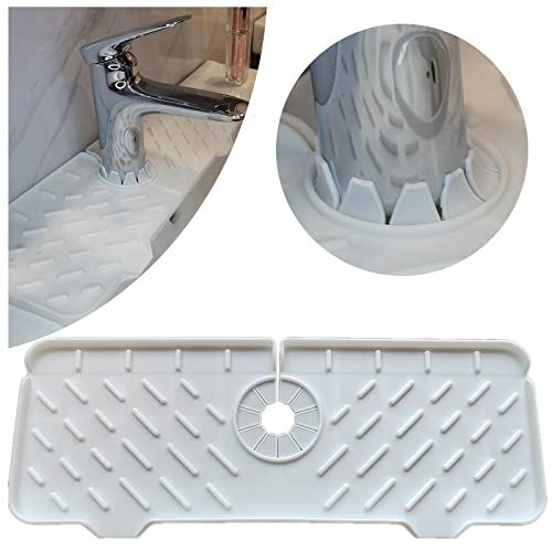 Kitchen Faucet Sink Splash Guard, Silicone Faucet Splash Catcher Mat, Sink Draining Pad Behind Faucet, Sink Splash Drain Drying Pad, Sink Faucet Water Catcher for Kitchen & Bathroom Countertop