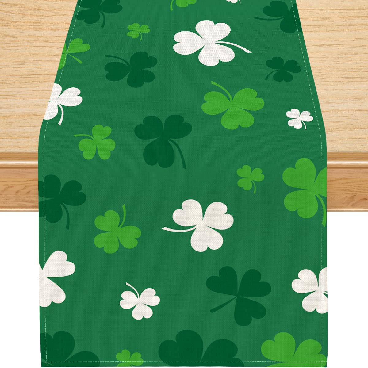 Siilues St. Patrick's Day Table Runner, St. Patrick's Day Decorations Green Shamrock Seasonal Spring Holiday Table Decorations for St. Patrick's Day Party Dining Table Decor (13'' x 72'')