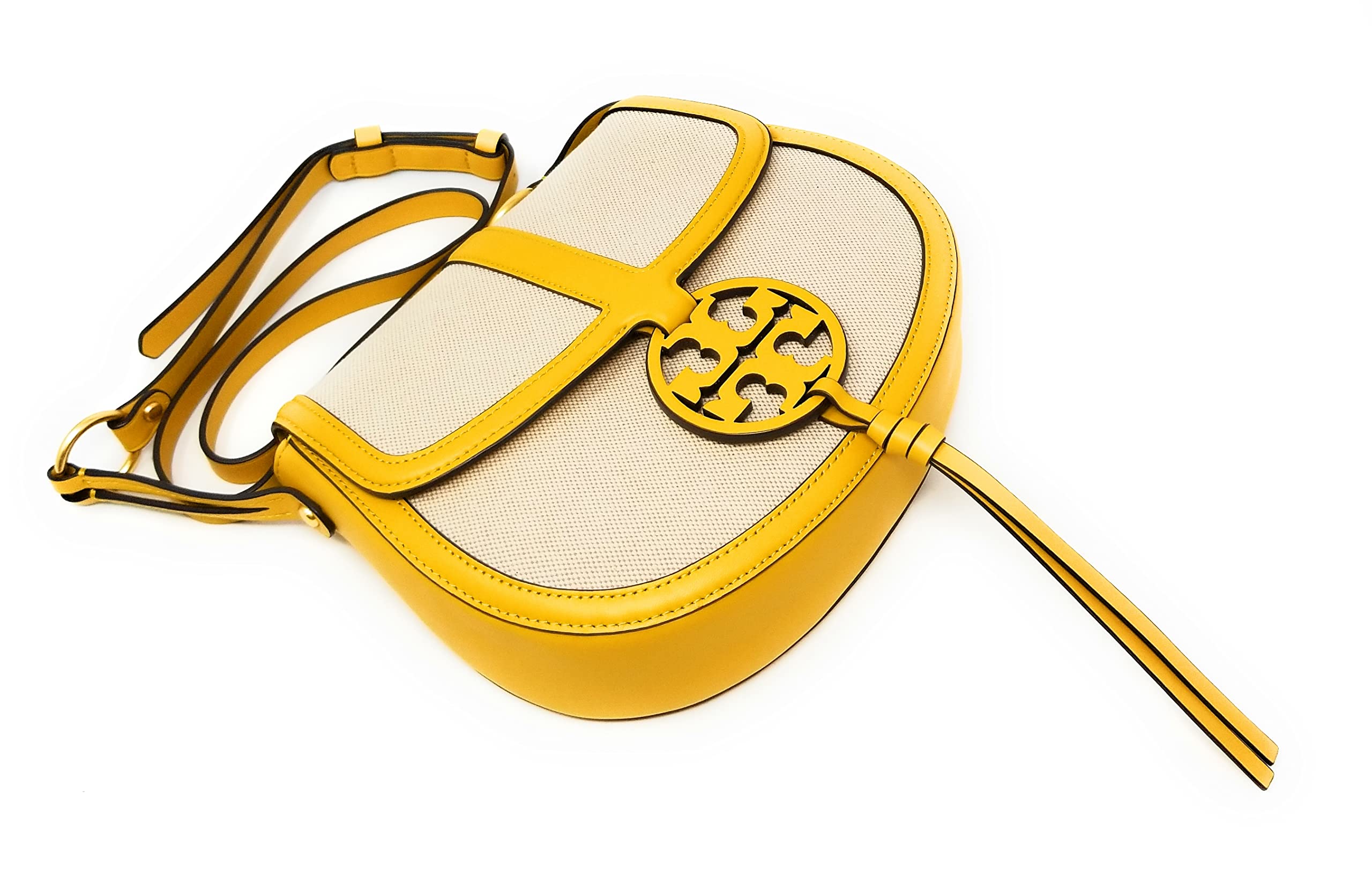 Tory Burch Women's Miller Canvas Quadrant Crossbody Saddlebag (Daylily)