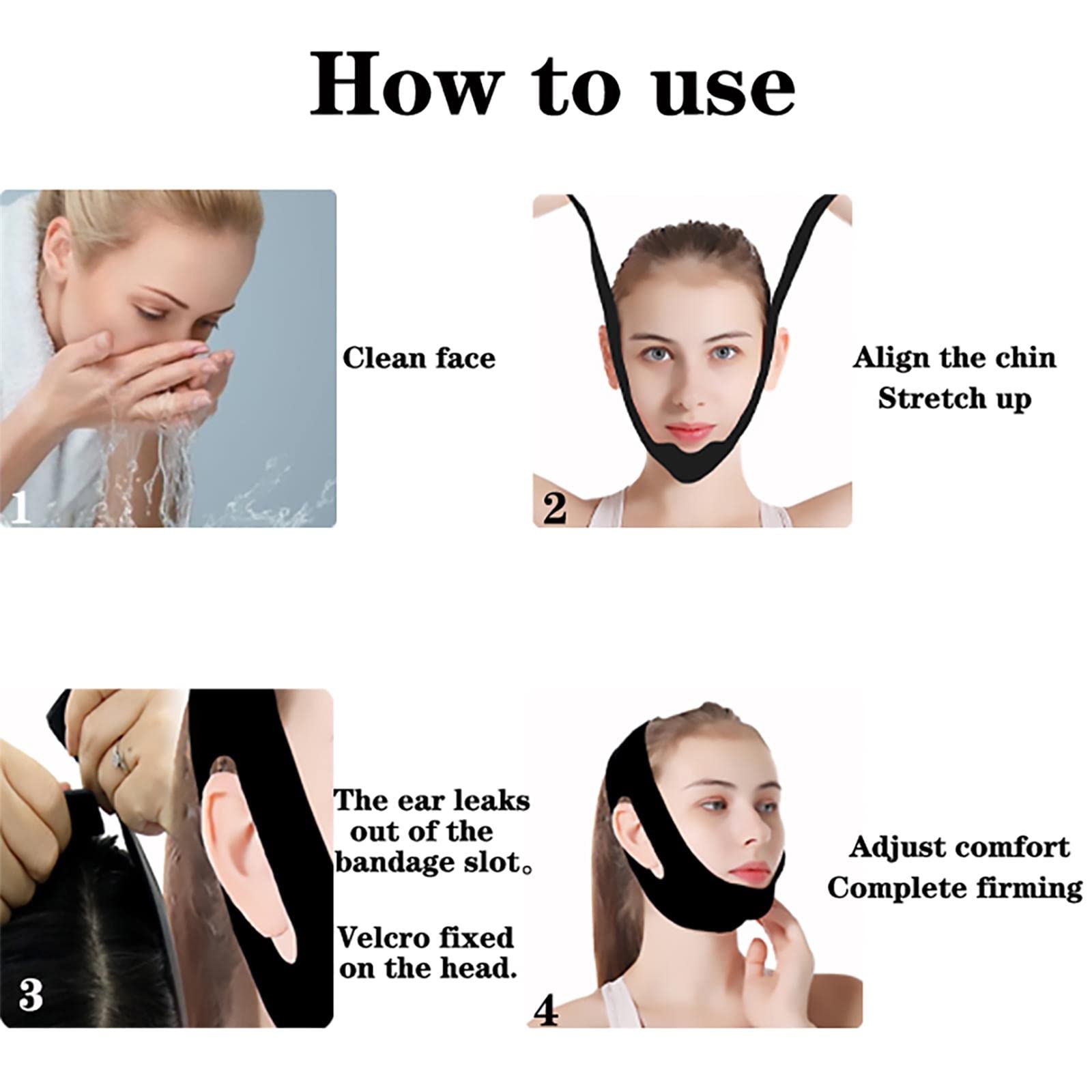 Silicone Chin Strap,V Line Lifting Mask Double Chin Strap,V Shaped Face Mask Jaw Strap,Jaw Exerciser,Black
