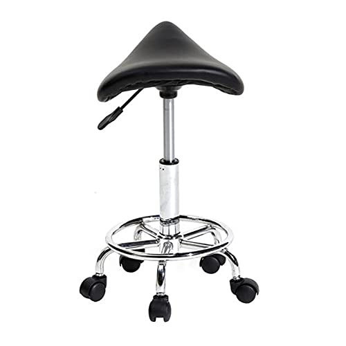 LLAMN Bar Stool Saddle Stool Ha Ha Feet Rotation Bar Stool Black Spa Tattoo Massage Salon Furniture