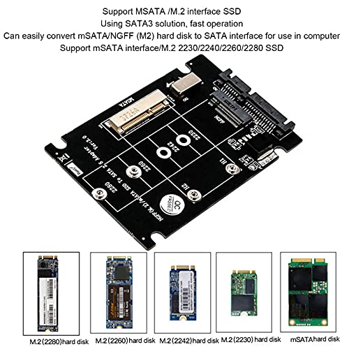 GOWENIC SSD Adapter Card,2‑in‑1 SSD Adapter Card MSATA M.2 to SATA Interface Hard Drive Expansion Board with Switch,Double‑Layer Thick Circuit PCB Panel,Strong and Stable,for Computer