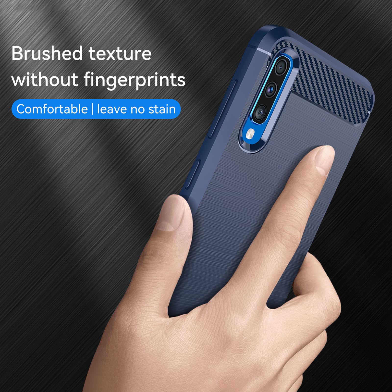 EUAGVQY for Samsung A50 Galaxy A50 Galaxy A50S Case Carbon Fiber Soft TPU Anti-Slip Durable Lightweight Protective Phone Cover for Samsung Galaxy A50(Blue)