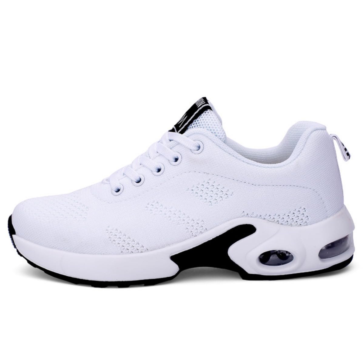 Fenlogft Women's Flying Knit Running Shoes - Lightweight Lace-up Sneakers for Daily Walking and Work, Garden Shoes (White, Size, 6.5)