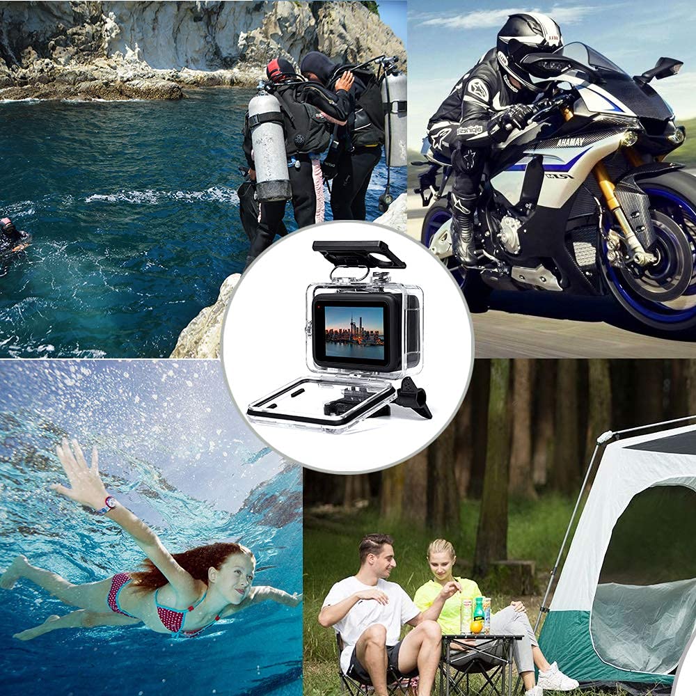 F1TP Waterproof Case for GoPro Hero 10/9 Black Action Camera , 60M/196Ft Protective Underwater Diving Shell Accessories with Mount Base and Thumbscrew.