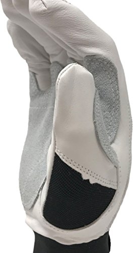 IRONCAT 86550 Heavy-Duty Goatskin Palm Gloves – [1 Pair] Large, Reinforced Palm and Thumb, Spandex Back, Hook and Loop Elastic Wrist,White