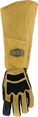 IRONCAT 9070LHO Goat and Cow Stick Welding Glove -Medium, Pre-Curved Fingers, Kevlar Thread, Climax Aerogel Insulation , Tan