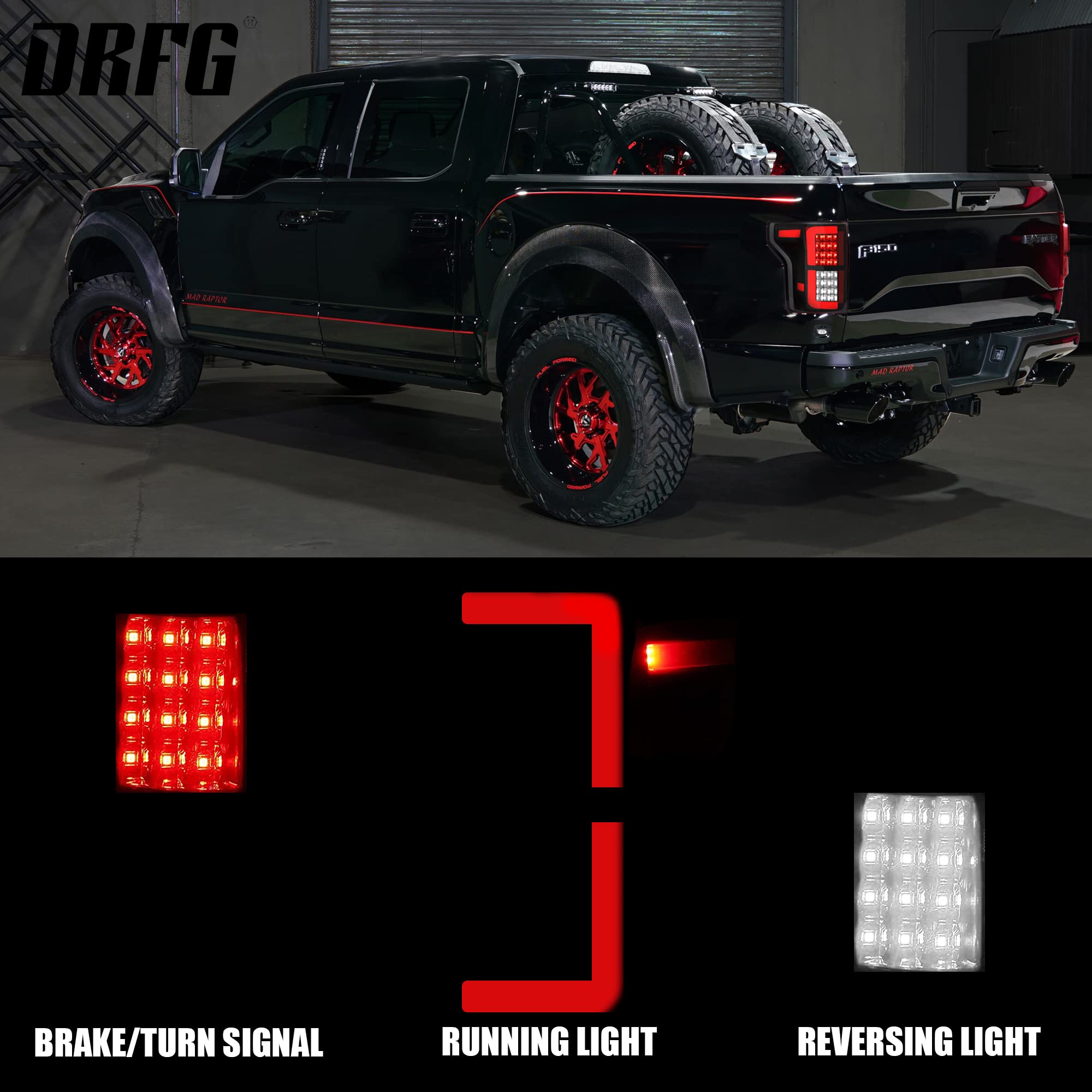DRFG Replacement for F150 Tail Light 2015-2017 LED Tail Light Lamp for Ford Smoke lens Taillight Assembly Passenger and Driver Side
