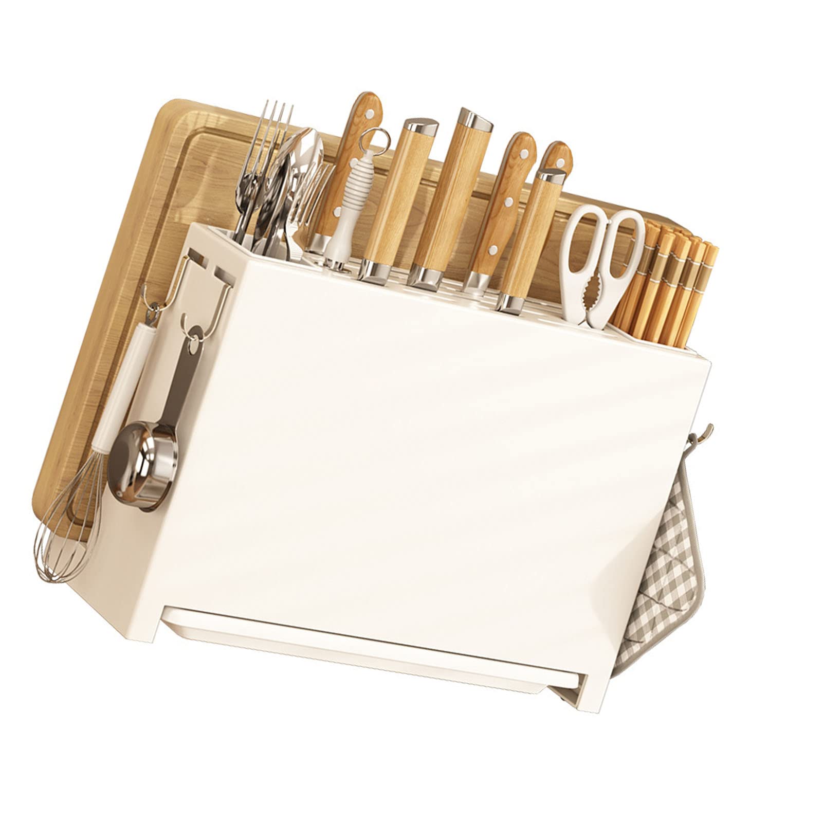 Kitchen Knife Holder, Knife Drying Rack Kitchen Knife Organizer Perforated Wall Hanging Slot Multifunctional Large Capacity Metal Cutting Board for Easy Kitchen Knife Storage
