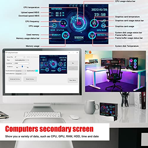 Lyzeous 1 Set Secondary Screen Computer Monitor for Mini ITX Case 3.5 Inch IPS CPU GPU RAM HDD Monitoring USB Display AIDA64 White