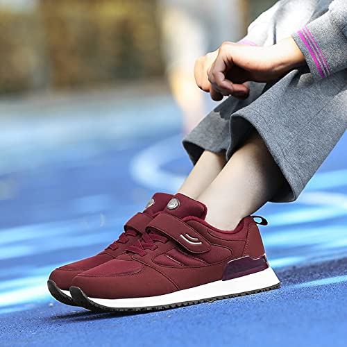 FASDNENDYS Winter Walking Boots Couple Models Women's Middle Aged and Elderly High Top Plus Velvet Shower Shoes for Women Red