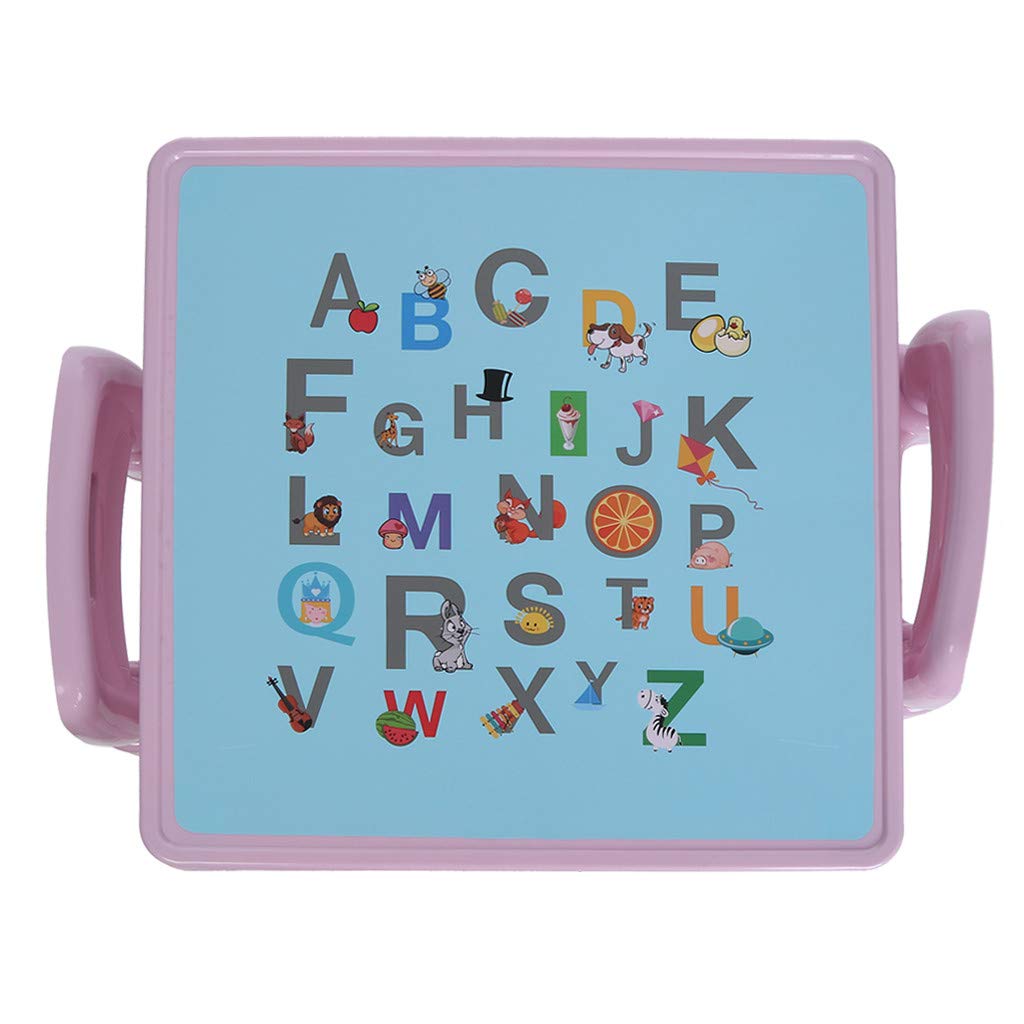 Toxz Plastic Kids Table and 2 Chairs Set,for Boys0 or Girls Toddler,with English Alphabet Table,Curved Table Corner,Safety Environmentally Friendly Material(Ship from US!)