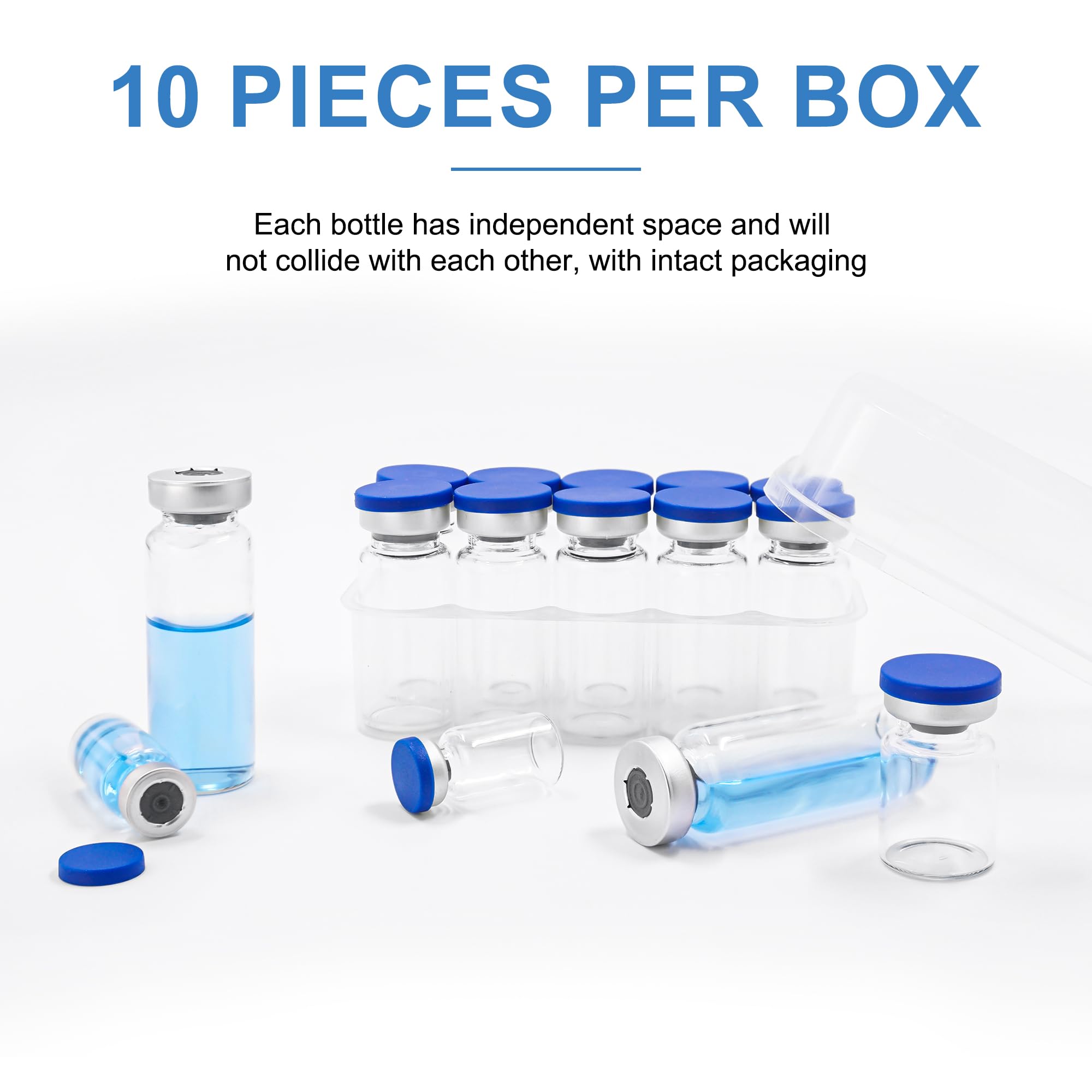 LZHNB 10Pcs 5ml Sealed Vials for Injection, Empty Vial with Self-Healing Injection Port, Transparent Glass Vials with Cap