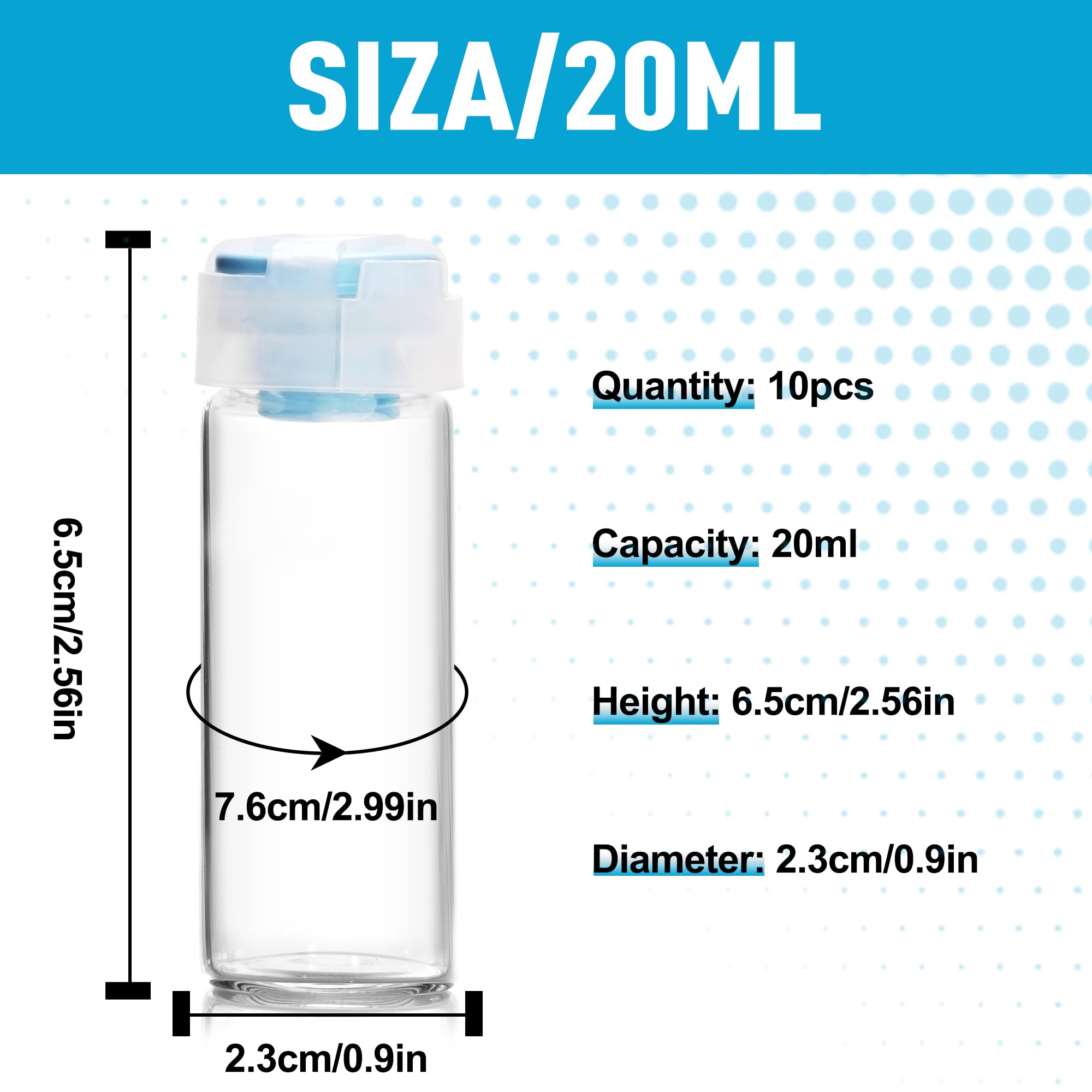 LZHNB 20ml Empty Vial for Injection, with Self-Healing Injection Port, Vials for Injection with Buckle 10Pcs.
