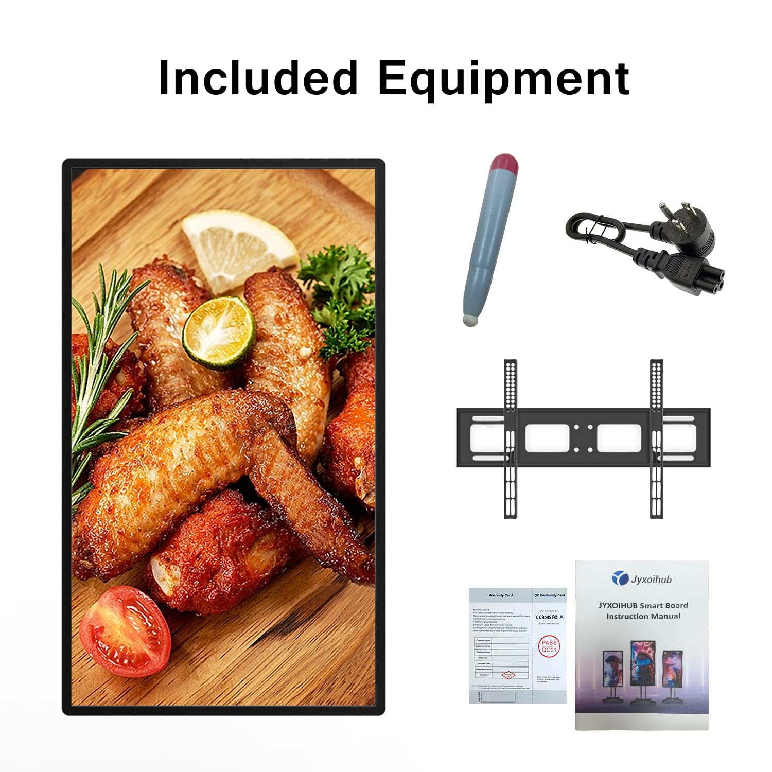JYXOIHUB Digital Signage Displays 43 Inch Touch HD Screen Interactive Smart Board Movable Type Signage Display AD Media Player for Commercial Restaurant Display and Broadcast(Only Displays Board)