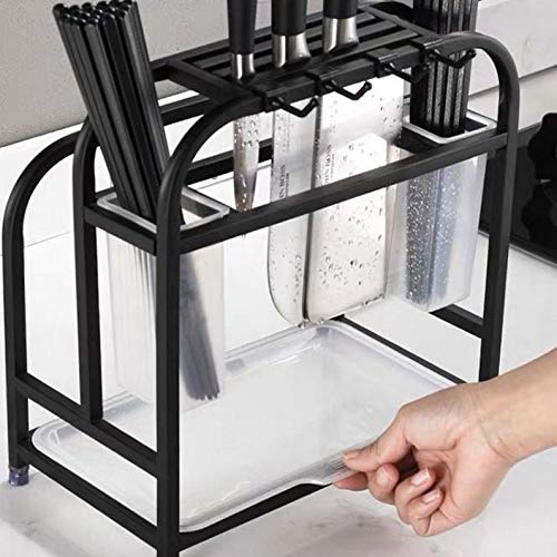 HOUKAI Knife Holder Single Household Small Storage Rack Cutting Board Rack Chopping Board Holder Household Wall-mounted Multi-function Knife Holder (Color : E)