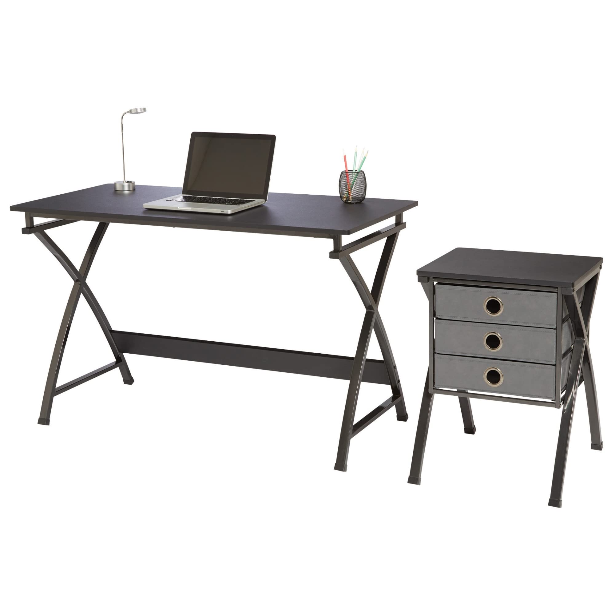 RealspaceĀ® X-Cross 48"W Computer Desk With File Cabinet, Black