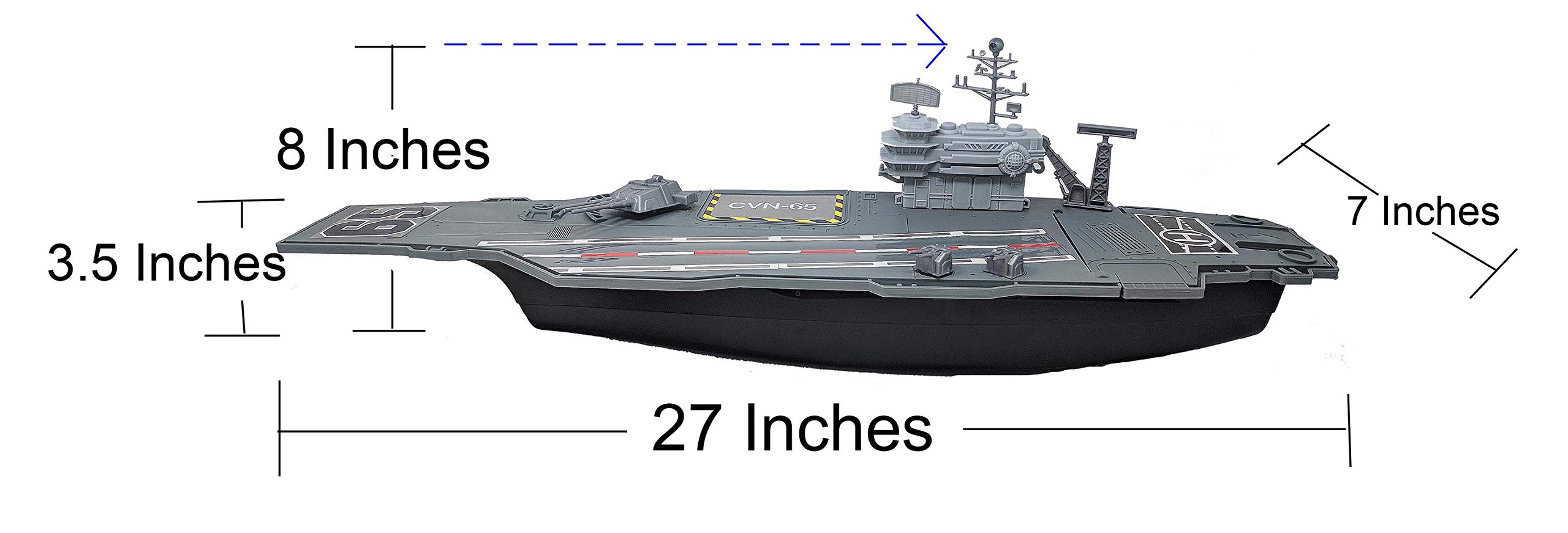 Toy Essentials 27 Inch Aircraft Carrier with Fighter Jets Vehicles and Mini Soldiers and Bonus 9 Fighter Jets