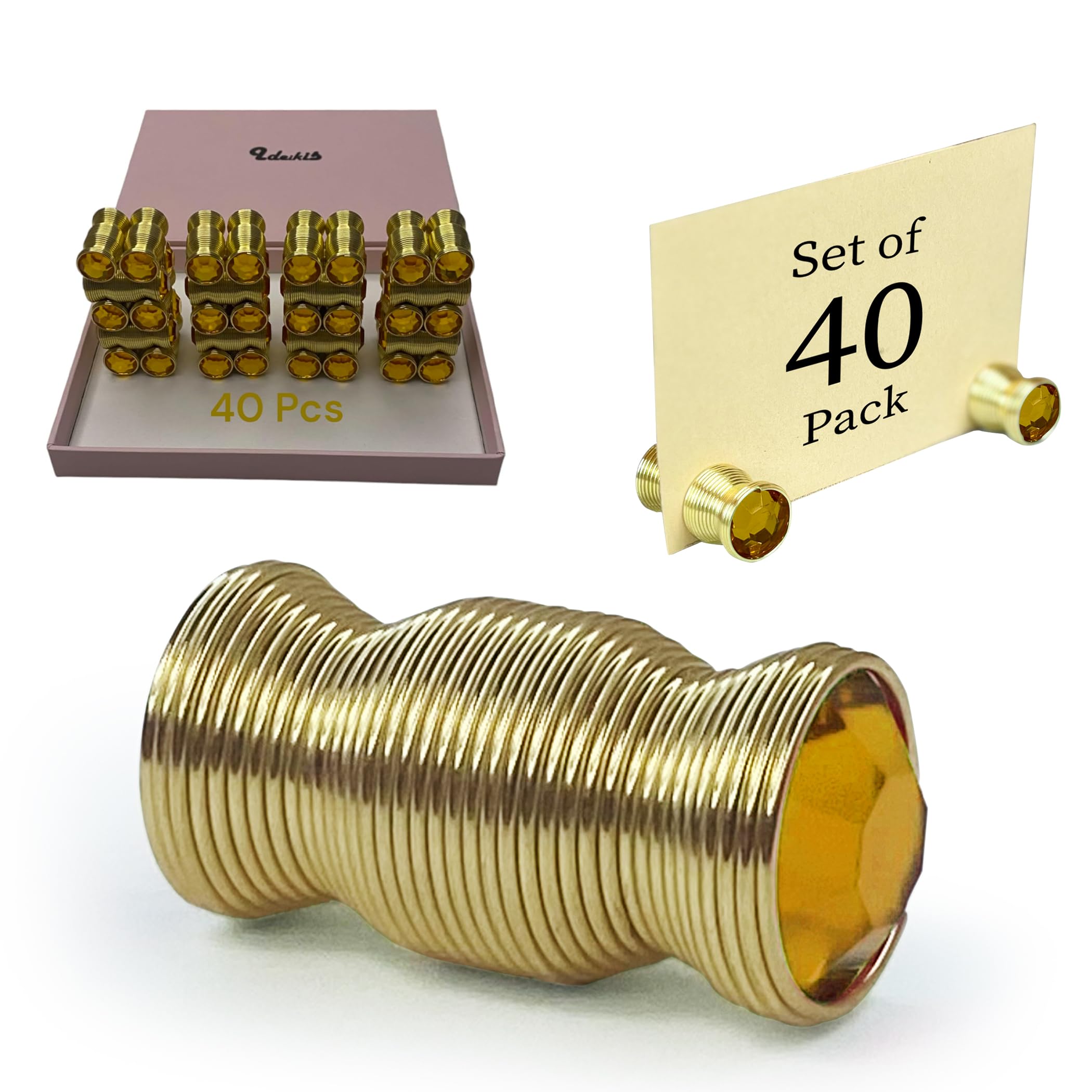 Ideikis 40Pcs.Multipurpose /Place Card Holders/ Table Name Card Holder/ Small Size Table Card Holder/ Menu Clips/ Gold Table Card Holder/ Mini place card holders/ Wedding/Anniversary/ Birthday /Party