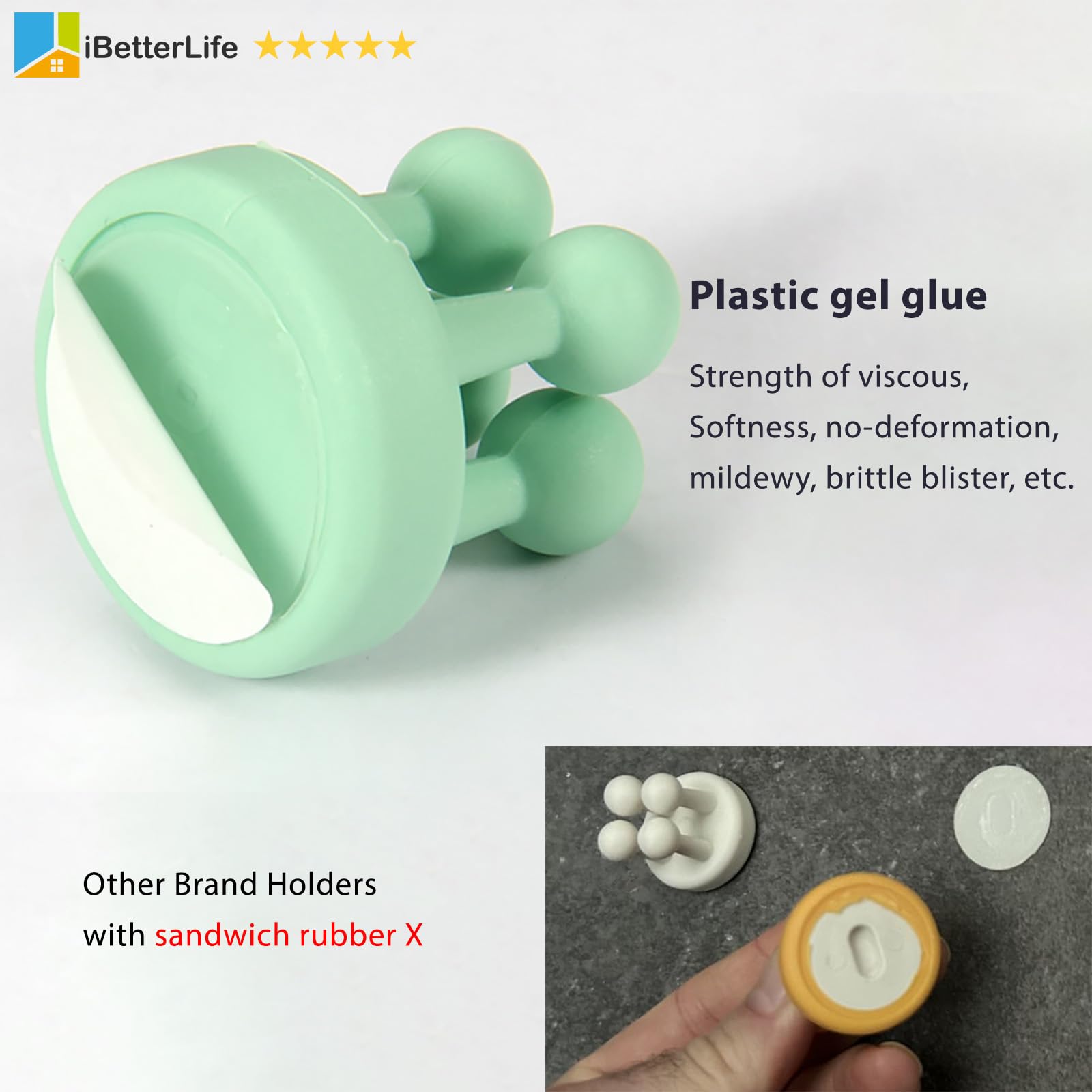 iBetterLife Silicone Toothbrush Holders for Bathrooms - 6Pcs Razor Holder for Shower Wall Mounted Self Adhesive Multifunctional Cute Hook for Kids Hanging Tooth Brush for Kitchen Living Room Office