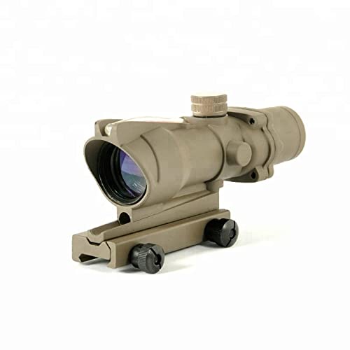 E-Tactical 4x32 Scope Tan Red Chevron Glass Fiber Scope Etched Reticle Real Fiber Optics Optical Scope