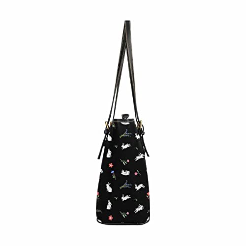 InterestPrint Easter Rabbit on Flower Grassland Tote Bag for Women School Work Travel and Shopping