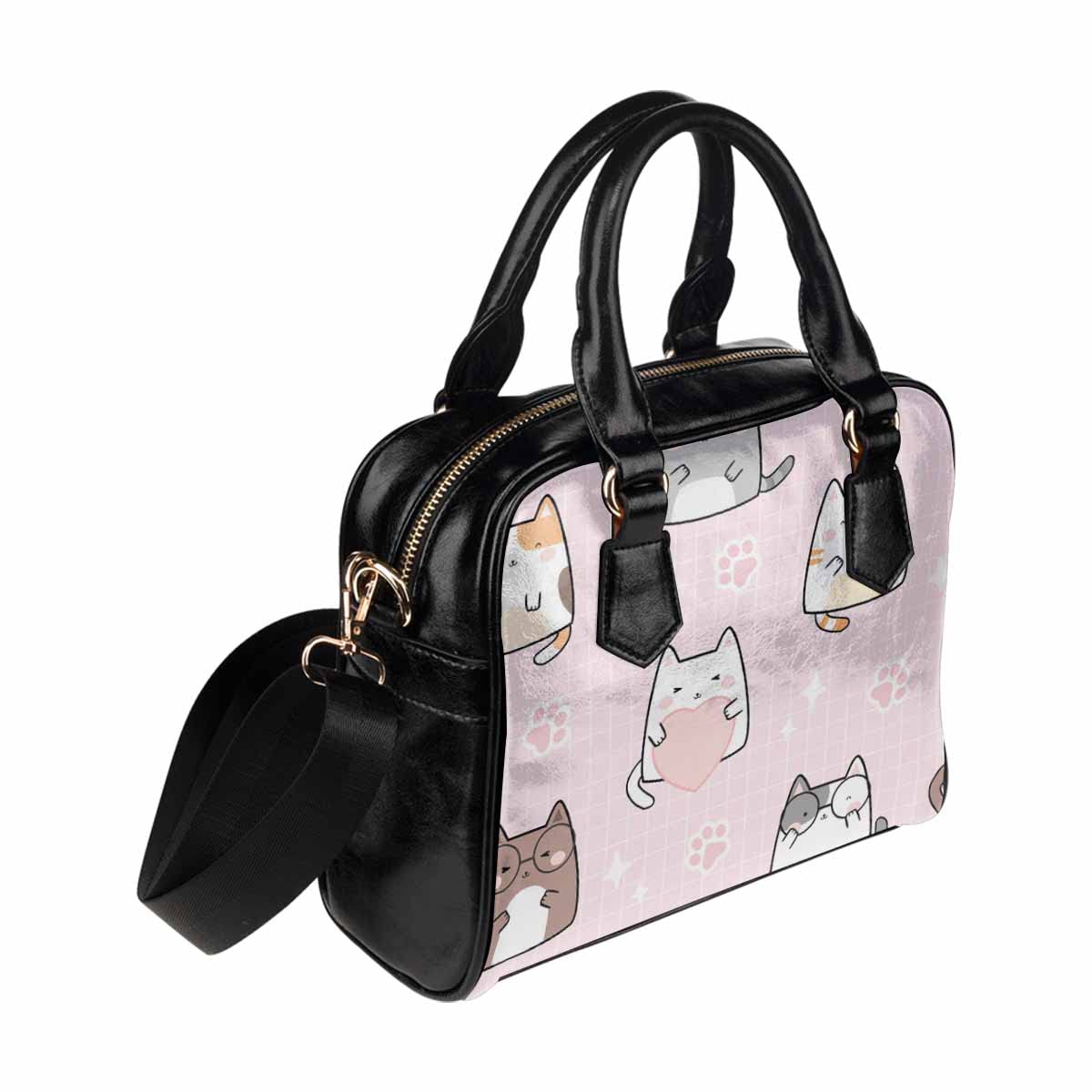InterestPrint Kawaii Cute Cats Women's Casual Bag Shoulder Bag PU Leather Handbags