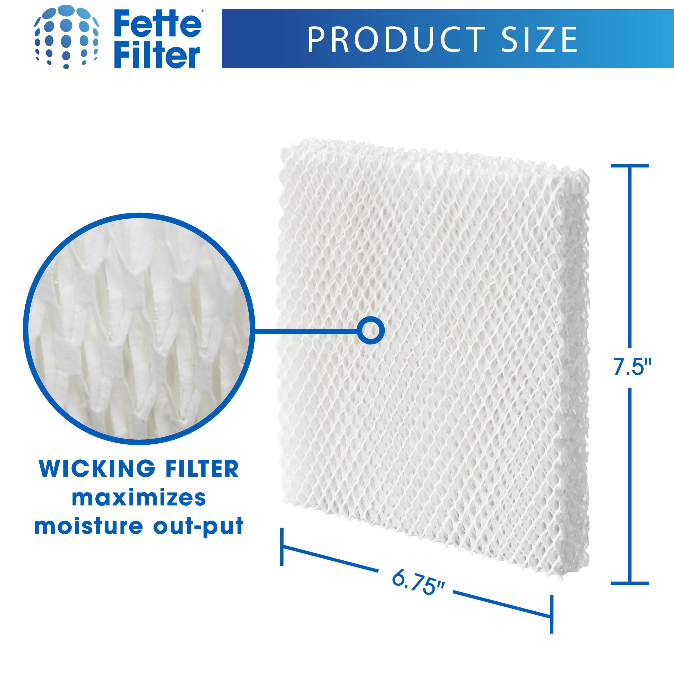 Fette Filter - Filter T Humidifier Wicking Filters Compatible with Honeywell HFT600T HFT600PDQ for Honeywell Tower Humidifier HEV615 Series & HEV620 Series. Includes 6 Replacement Filters.