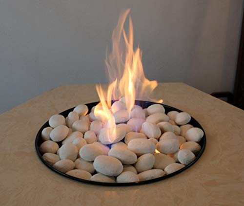 hmleaf 24 Pcs Stone-Like Ceramic Fibre Pebbles for Gas fireplaces, Stove, Gas firepit with White/Black/Grey/Khaki Color (White)