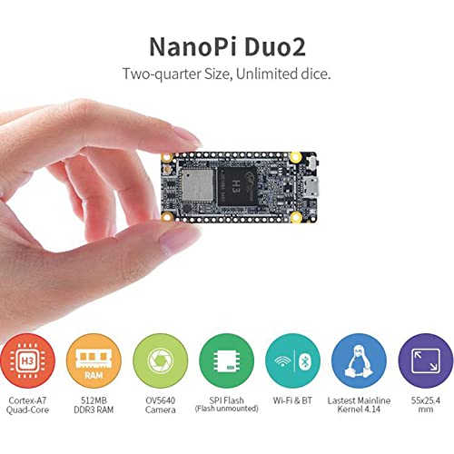 Honza NanoPi DUO2 Developed Board 512M DDR3 Allwinner H3 -A7 WiFi Bluetooth Module UbuntuCore IoT Applications