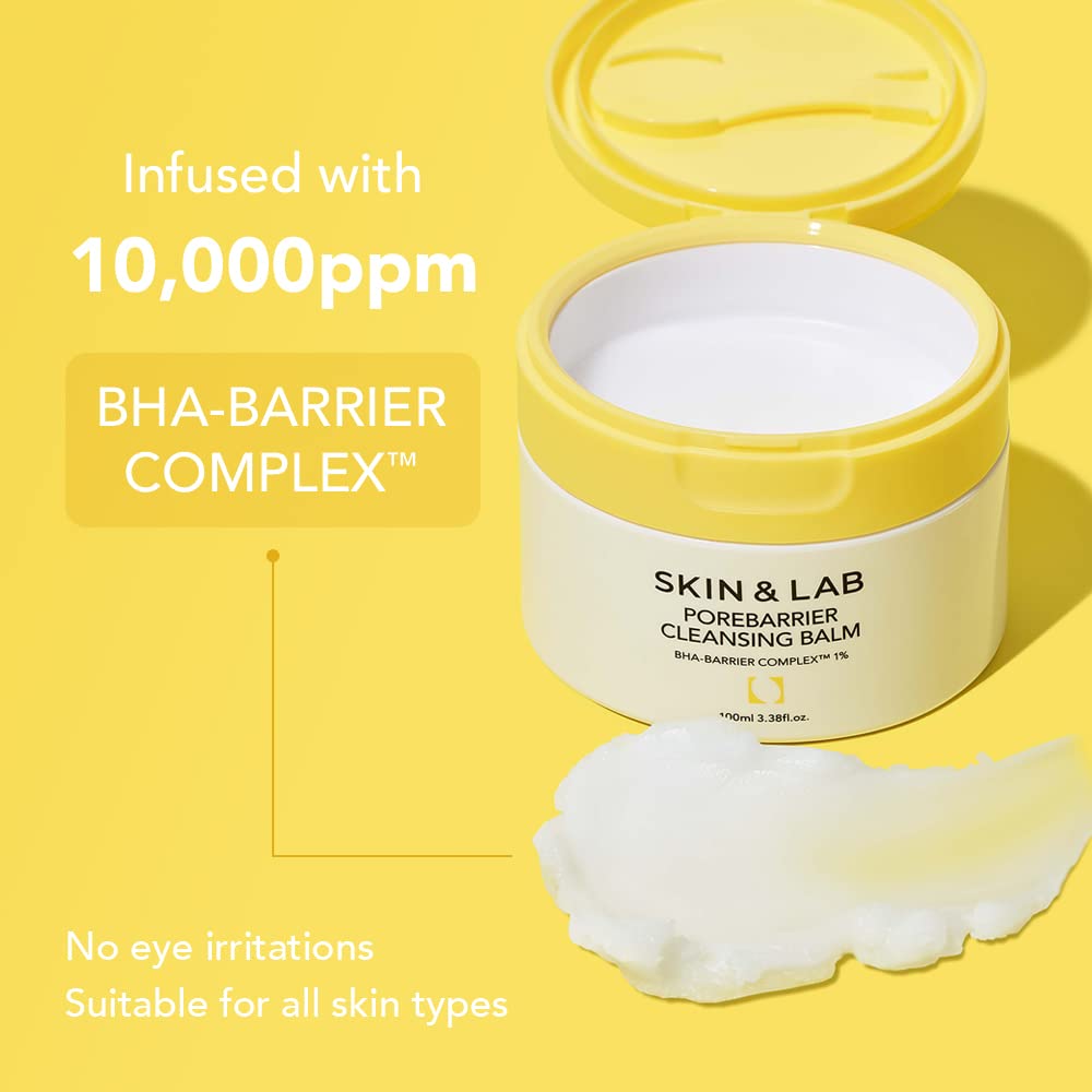SKIN&LAB] Porebarrier Face Cleansing Balm | Eyelash Extension-Safe Cleanser | Vegan Makeup Remover for Waterproof Makeup | Balm to Oil to Milk | Gentle for | Made in Korea | 3.38 Fl Oz