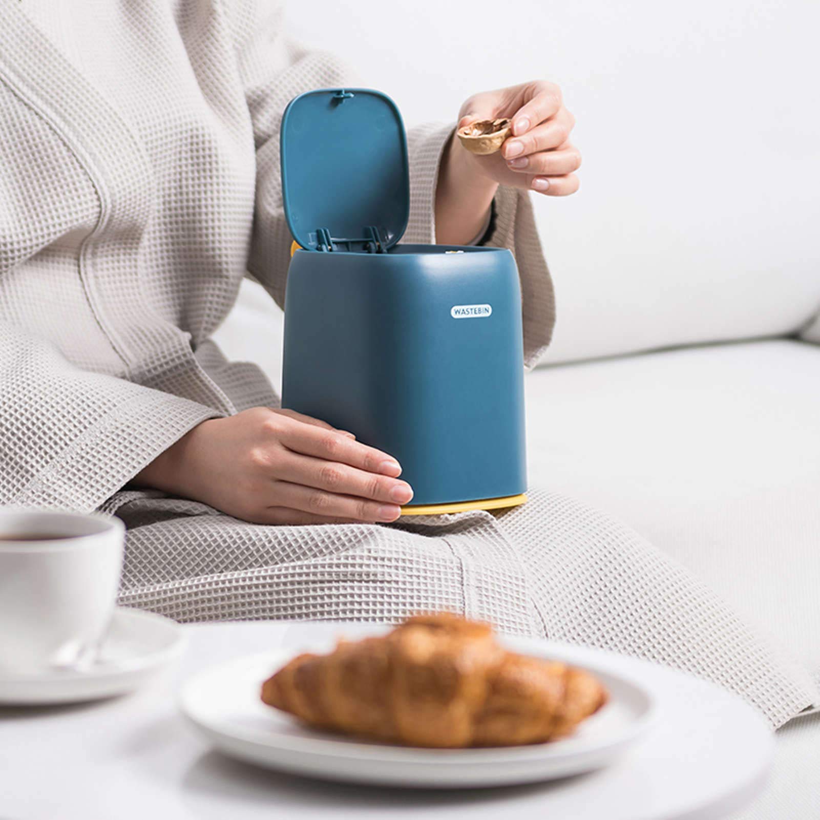 Originals 1.5L Mini Countertop Trash Can, Blue, Made of Eco-Friendly ABS+PP Material, BPA-Free, Easy to Clean and Wash, with Silicone Handle, Snap-On Design, Odor Control