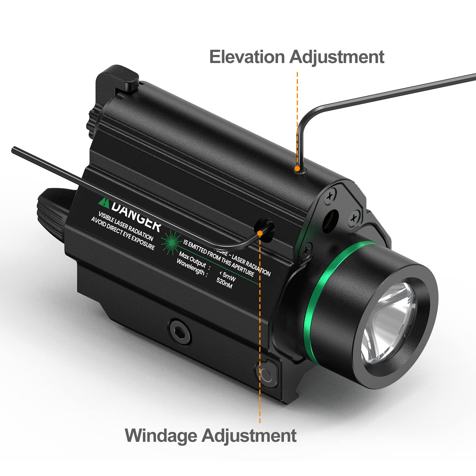 Feyachi LF-68 Green Laser Weapon Light 1000 Lumen LED Flashlight Combo with Picatinny Rail Mount for Pistol Rifle Rechargeable