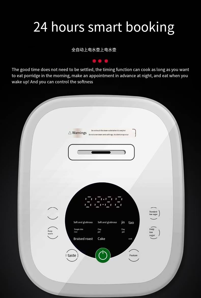 Low Carbon Rice Cooker, Multifunctional Rice Cooker, 304 Stainless Steel Non Stick Inner Pot Rice Cooker, Three iInternal Container Designs For Separating Rice Soup, 24-Hour Timer Design(220v)