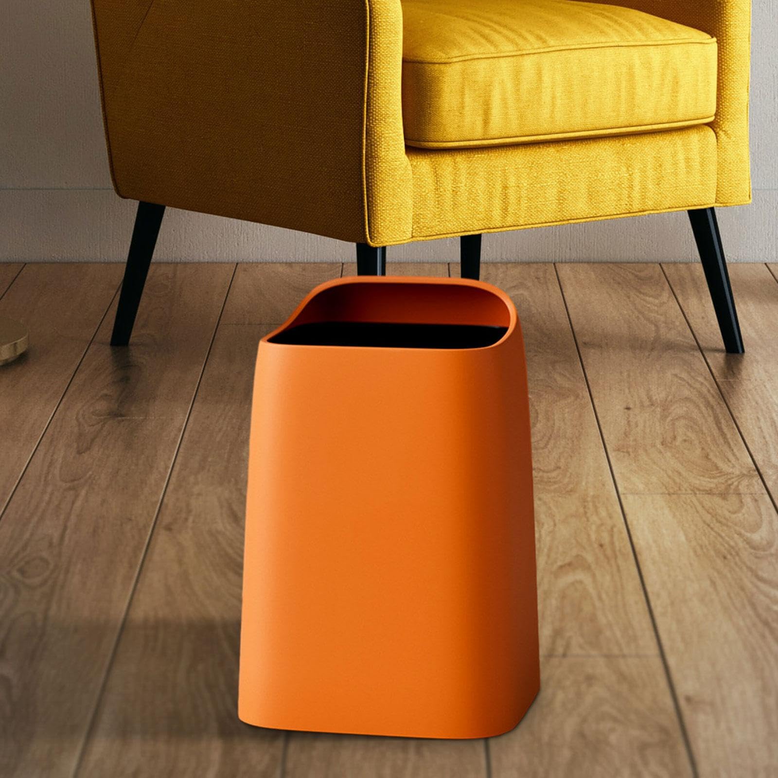 IEUDNS Trash Can Waste Basket Decorative Dustbin Household Modern Garbage Container Can Open Top for Toilet Office Laundry Bedroom, Orange