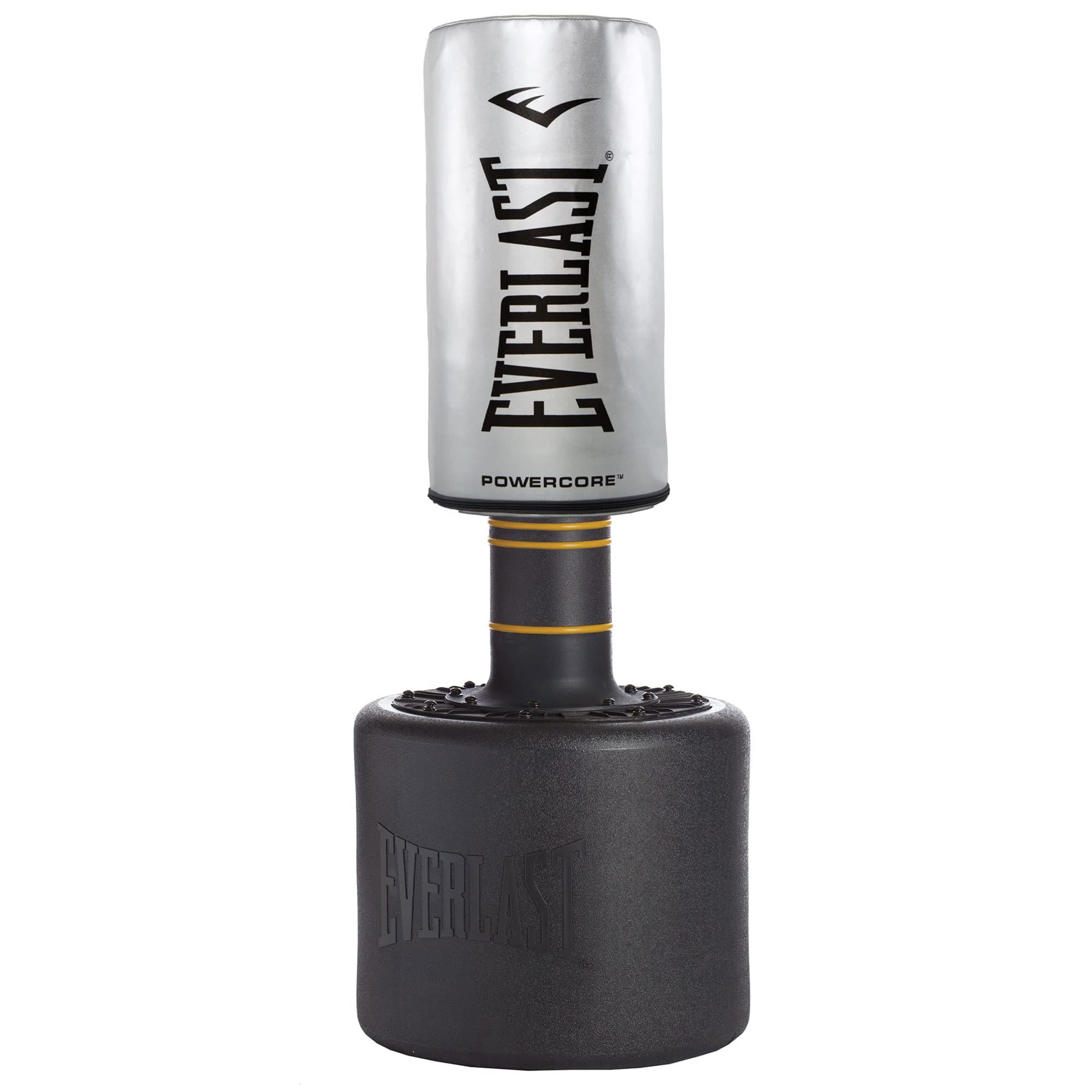 Everlast Powercore Free Standing Indoor Rounded Heavy Duty Fitness Training Punching Bag for Home Gym Strength Boxing Workout Exercise, Silver