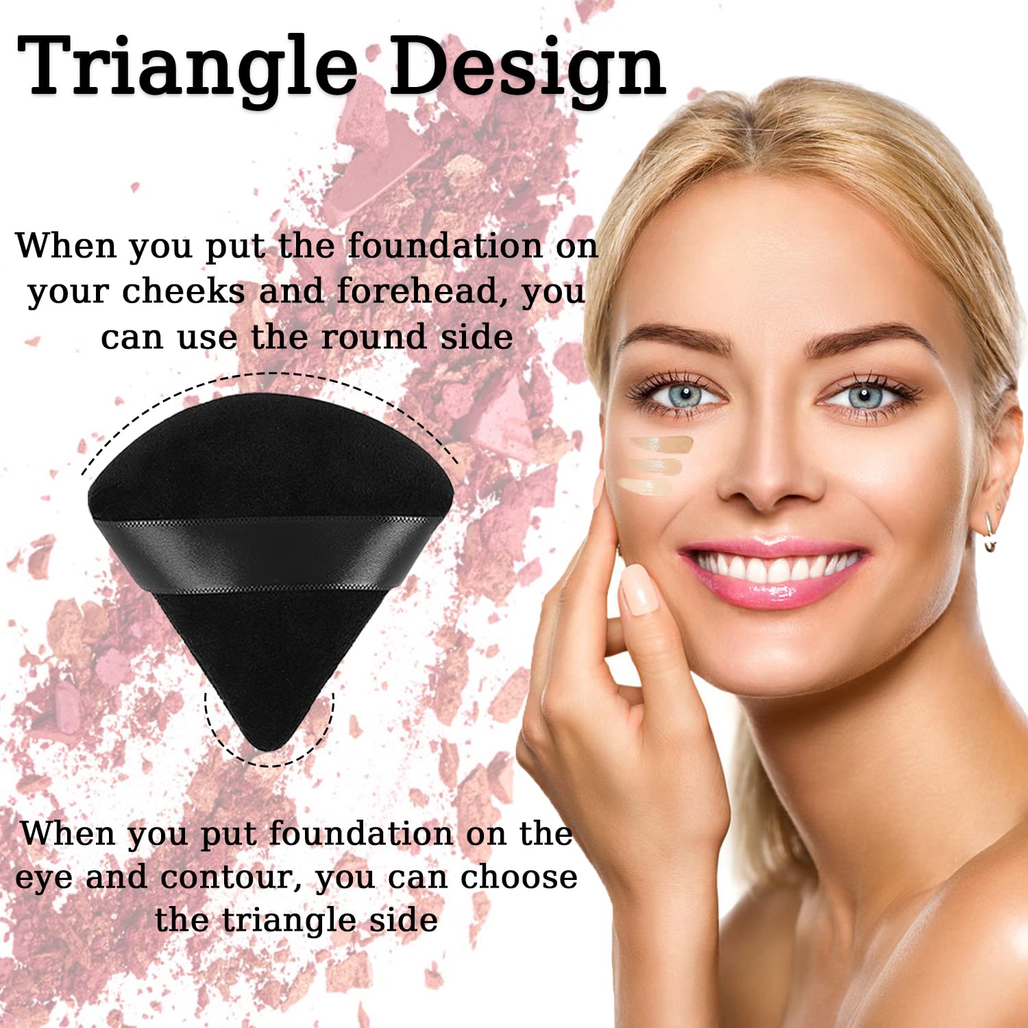 Heatless Hair Curler Face Makeup Soft Triangle Heatless Hair Curler - forOvernight Heatless Curls, Washable Reusable Wedge Shape Velour Cosmetic Sponge Makeup Tool