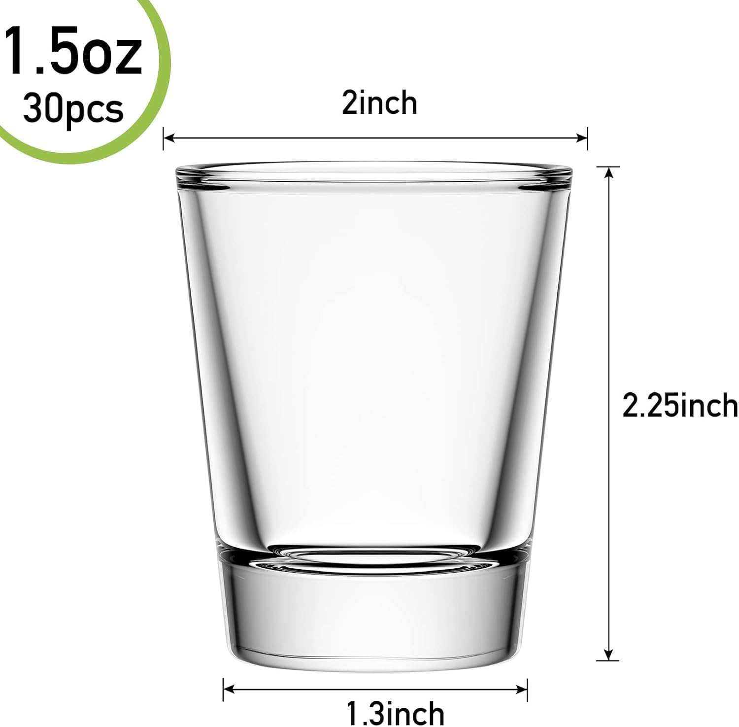 Mfacoy 30 Pack Shot Glasses Set with Heavy Base, 1.6 oz Clear Shot Glasses Bulk, Small Whiskey Shot Glass for Vodka, Whiskey, Tequila, Espressos, Spirits & Liquors, Clear Glass