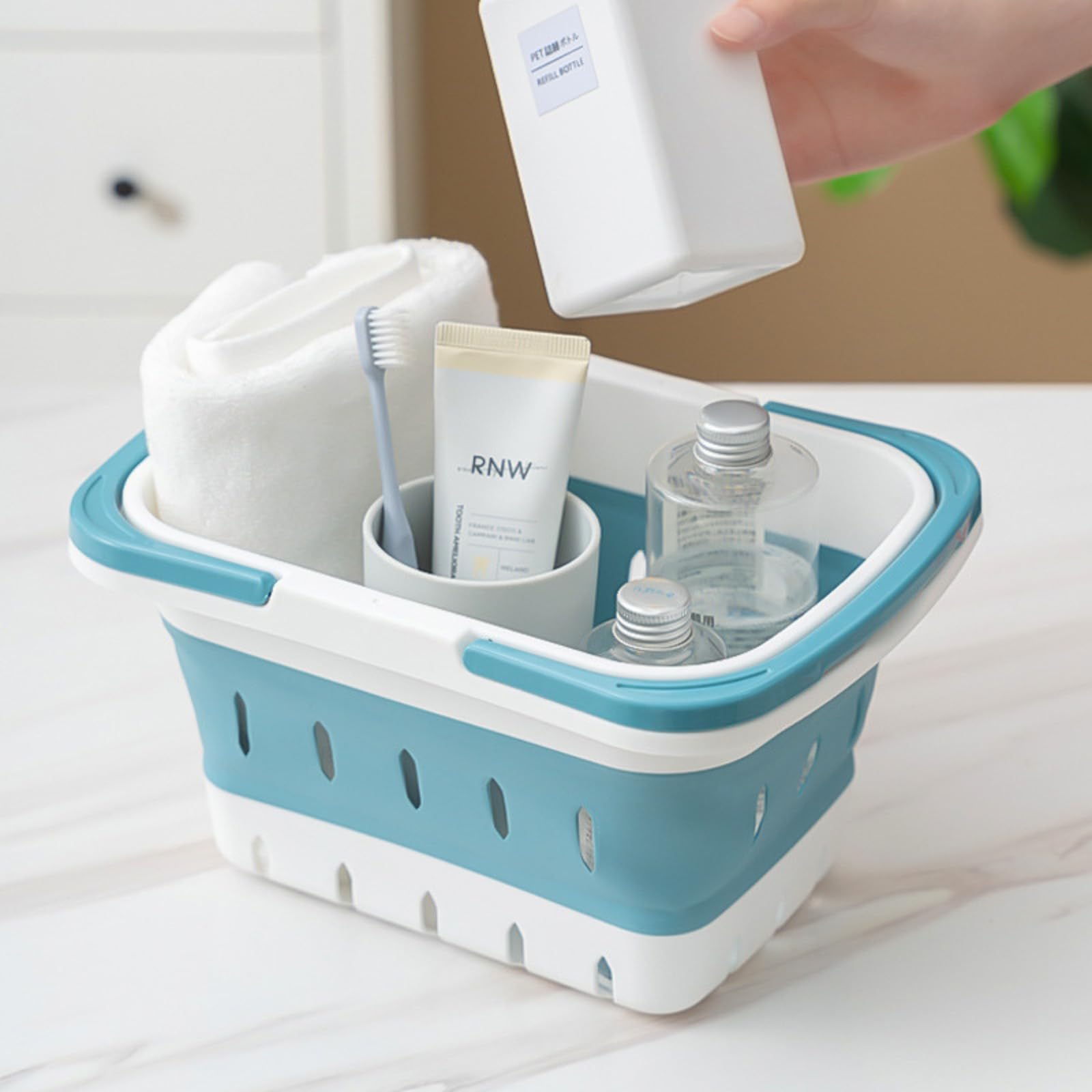 KeFanta Shower Caddy Basket, Portable Shower Tote, Plastic Dorm College Shower Organizer Bucket with Handles