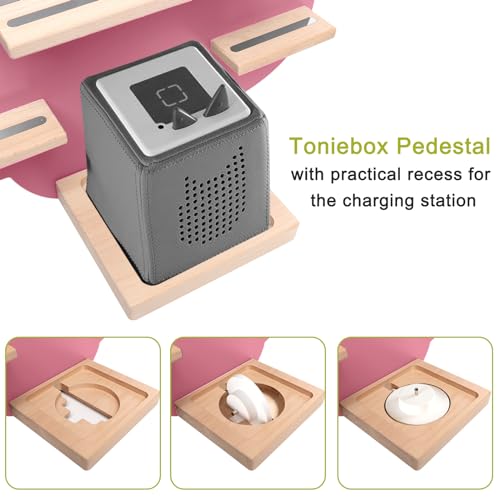 OPERMAXER for TonieBox and Tonie Shelf Cloud, Tonies Storage for Tonie Figures Characters, Floating Shelves Magnetic Wall Shelf for Children Play Room, Charging Station, Pink(3 Pcs)