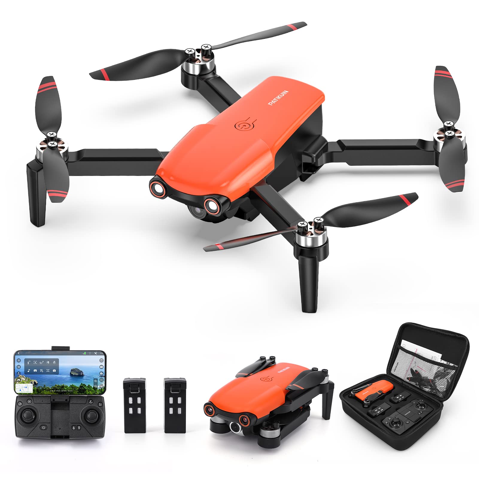Drone with Camera for Adults, 2K Foldable Drones for Beginners, RC Drone Toys Gifts with Brushless Motor, RC Quadcopter Circle Fly Follow Me Gesture Control