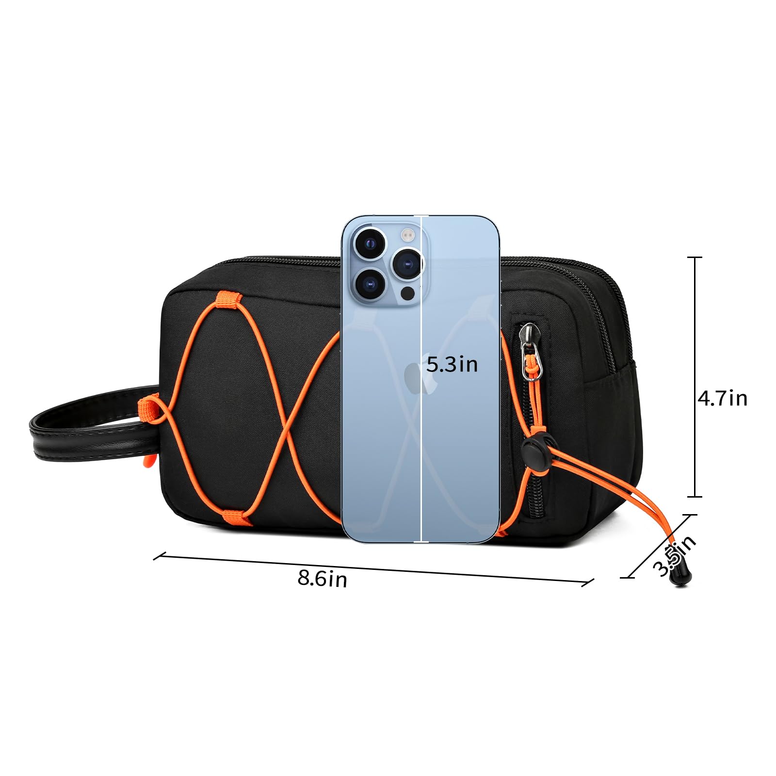 Droombouw Travel Toiltery Bag for Men Hanging Strap Shaving Bag Dorm Essential (Orange-1)