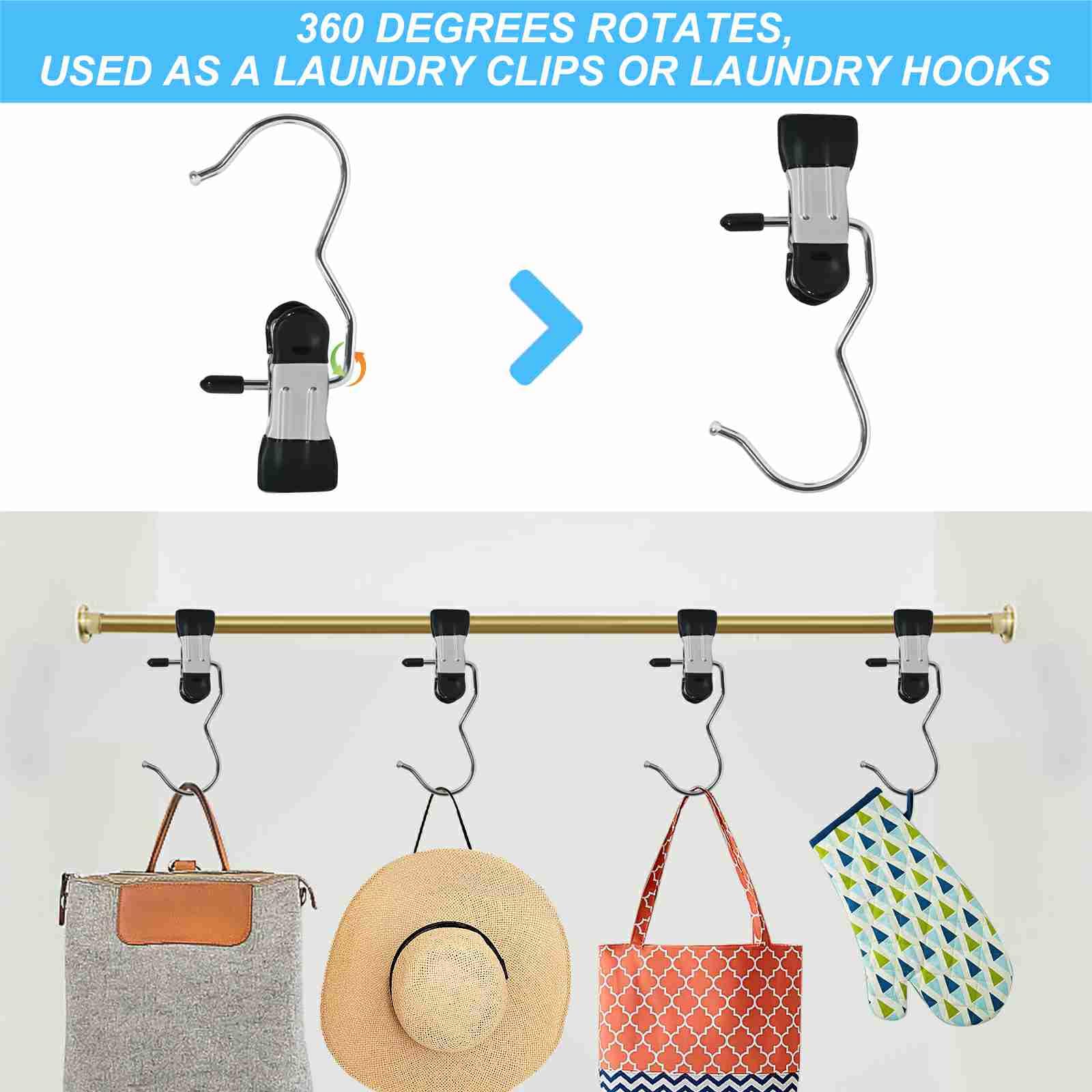 Multifunctional Portable Hanging Clips Clothespin/Upgrade Double Head Clamp Dipped Hanger for Closet Hooks/Clip for Hat, Pants,Skirts Storage Hanging/Space-Saving Travel Hook… (12Pcs, Creamy White)