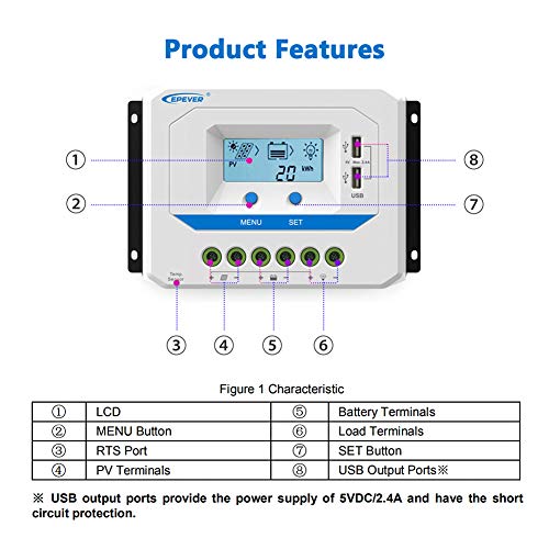 EPEVER VS6048AU Solar Panel Regulator Charge Controller 12/24V/36V/48V Auto Work for Solar Battery Charging by Fuhuihe (12V/24V/36V/48V, 6048 (60A))