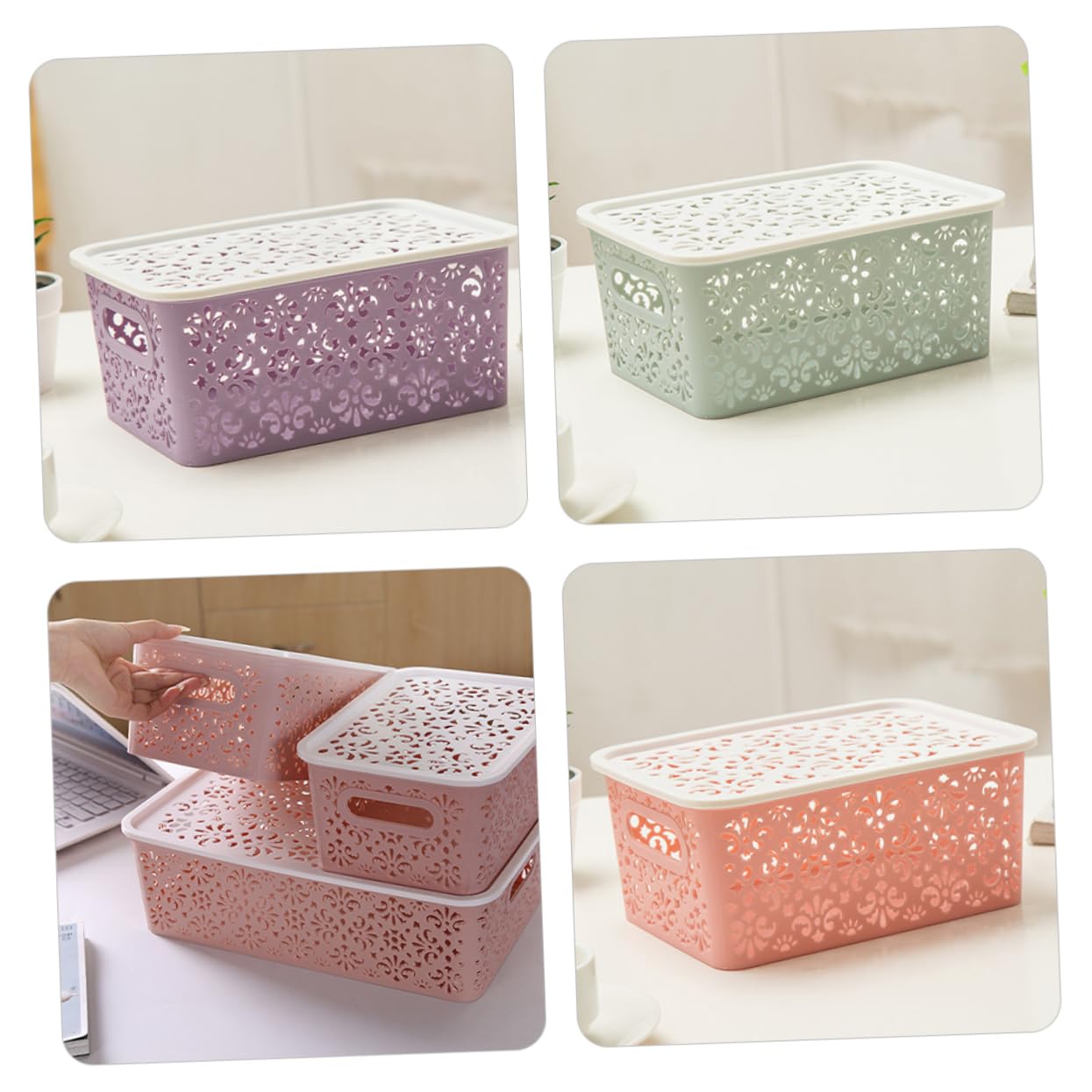 MAGICLULU 3pcs Desktop Storage Box Small Plastic Containers with Lids Storage Boxes with Lids Plastic Storage Bin Plastic Containers with Lids for Storage Plastic Storage Boxes Plastic Boxes