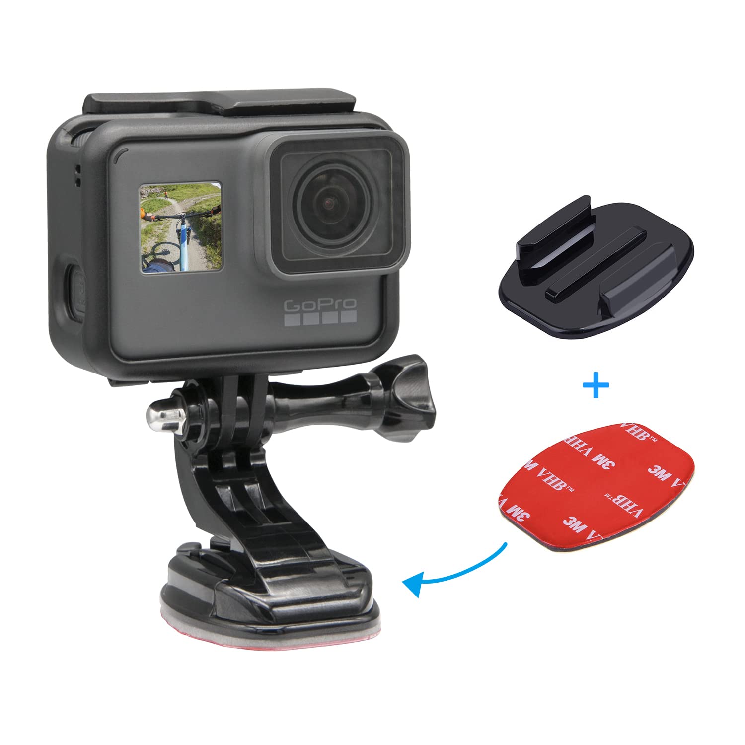 Haoyou Helmet Sticky Attachment Kit Compatible with Gopro Hero 12 11 10 9 8 7 Helmet Adhesive Mounts Extension Accessories(15 in 1)