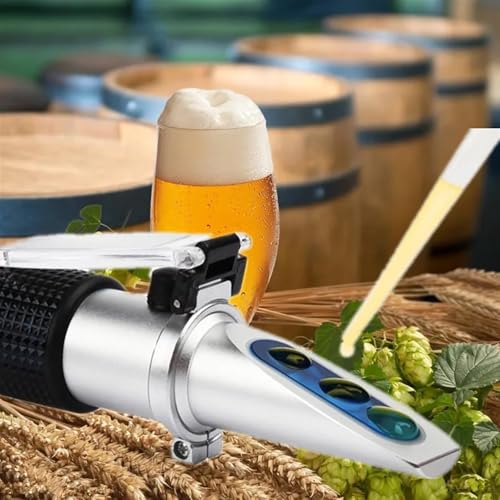 KYKYK Refractometer, Refractometer Beer Wort Wine Brix Refractometer ATC SG 1.000-1.130 and Brix 0-32% for Refractometer Sugar Wine Beer Fruit for Fruit, Homebrewing, Juice, Vegetables